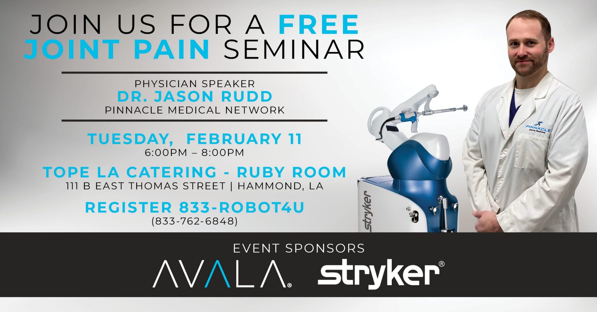 Free Joint Seminar - Jason Rudd, MD - AVALA